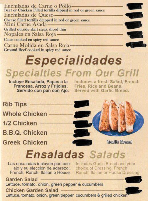 Menu at El Tio Loco restaurant, Cicero, Ogden Ave