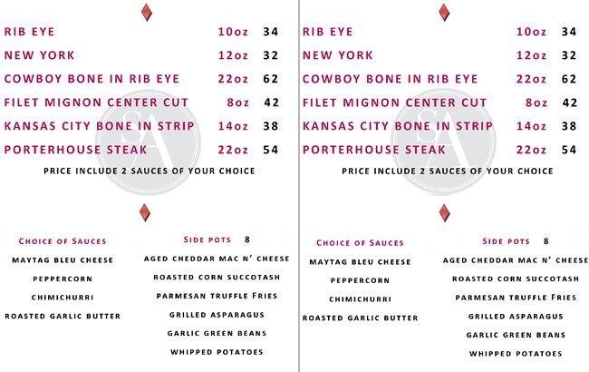 Menu at Southern Art and Bourbon Bar, Atlanta