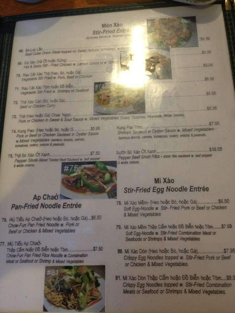 Menu at Ben Thanh Restaurant, Pinellas Park