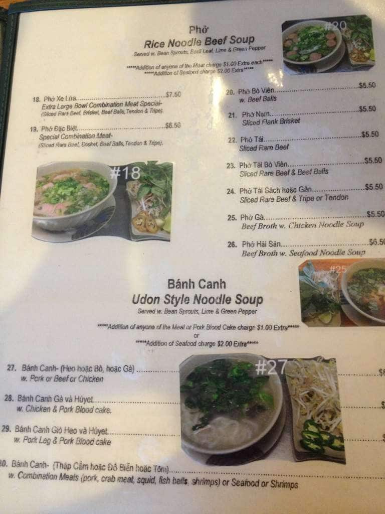 Menu at Ben Thanh Restaurant, Pinellas Park