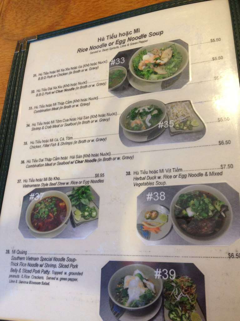 Menu at Ben Thanh Restaurant, Pinellas Park