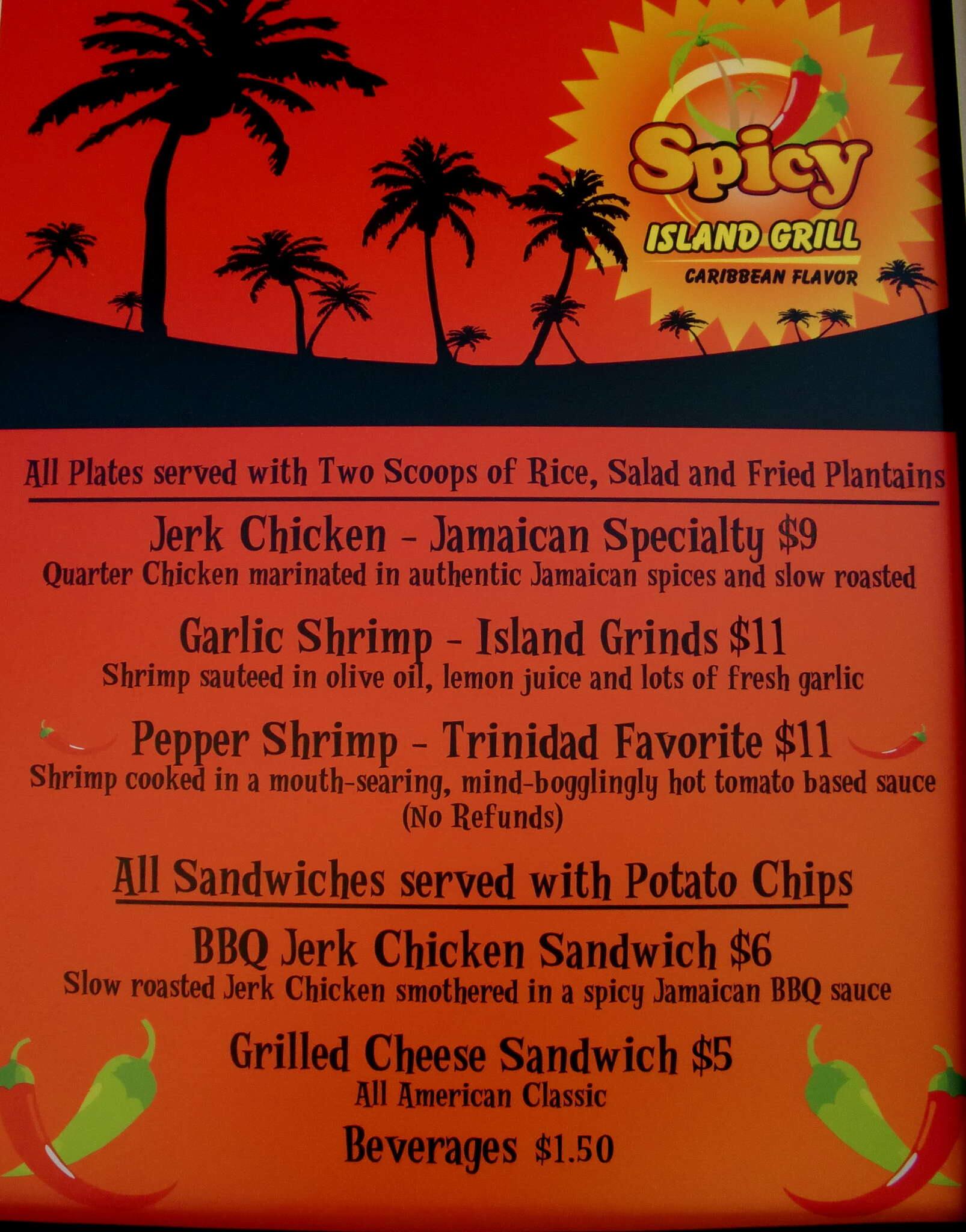 Menu at Spicy Island Grill LLC restaurant, Kapaa
