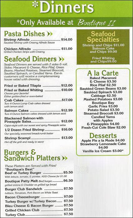 Menu at Breakfast Boutique restaurant, Philadelphia, N Broad St