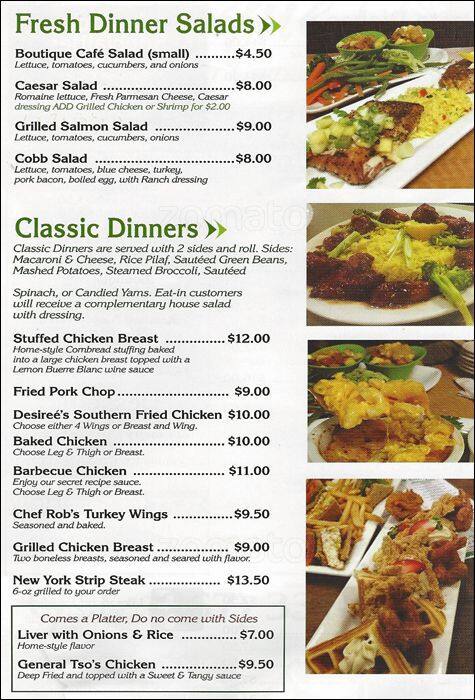 Menu at Breakfast Boutique restaurant, Philadelphia, N Broad St