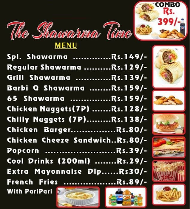 Menu of The Shawarma Time, Malakpet, Hyderabad