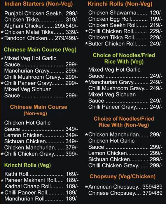 Menu of Roll em Up, East of Kailash, New Delhi