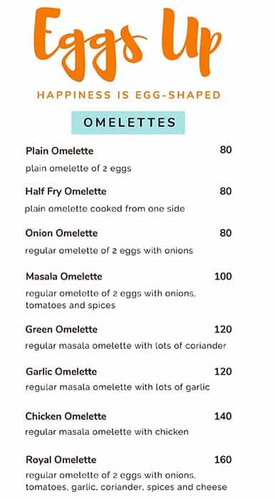 Menu of Eggs Up, Kandivali West, Mumbai
