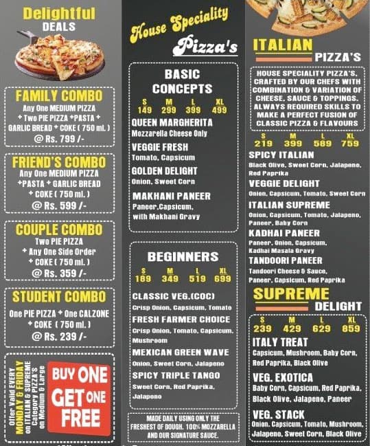 Menu of Angry Oven Pizza, Paschim Vihar, New Delhi