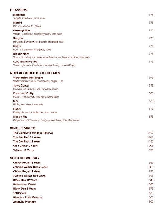 Menu of Kava Bar - Fairfield By Marriott, Rajajinagar, Bangalore