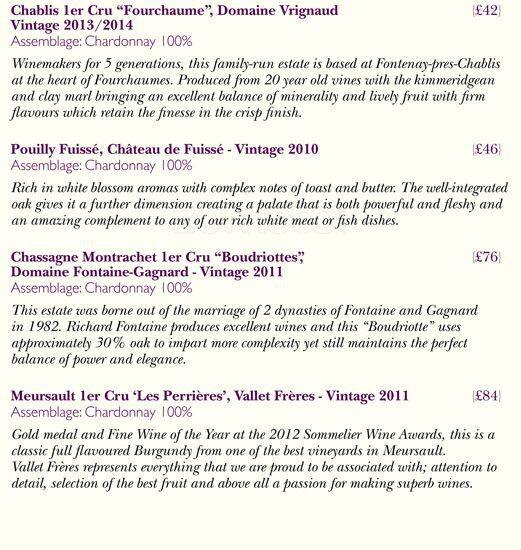 Menu at 63 Degrees restaurant, Manchester