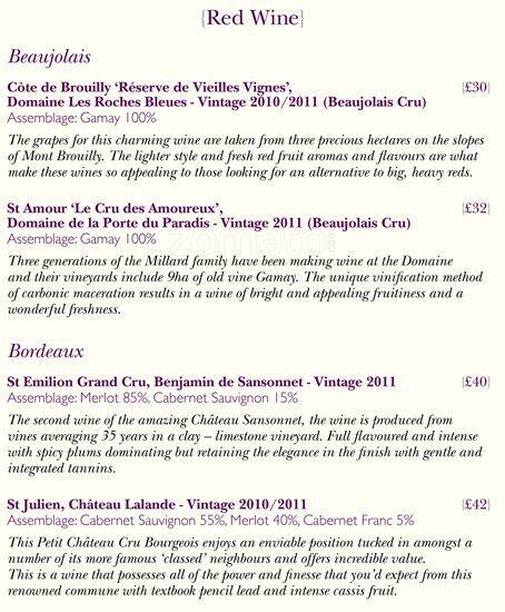 Menu at 63 Degrees restaurant, Manchester