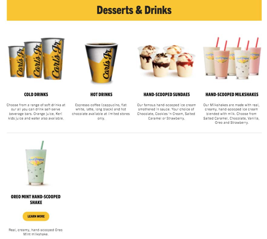 Menu at Carl's Jr. Queen Street restaurant, Auckland, Metro Centre 291 ...