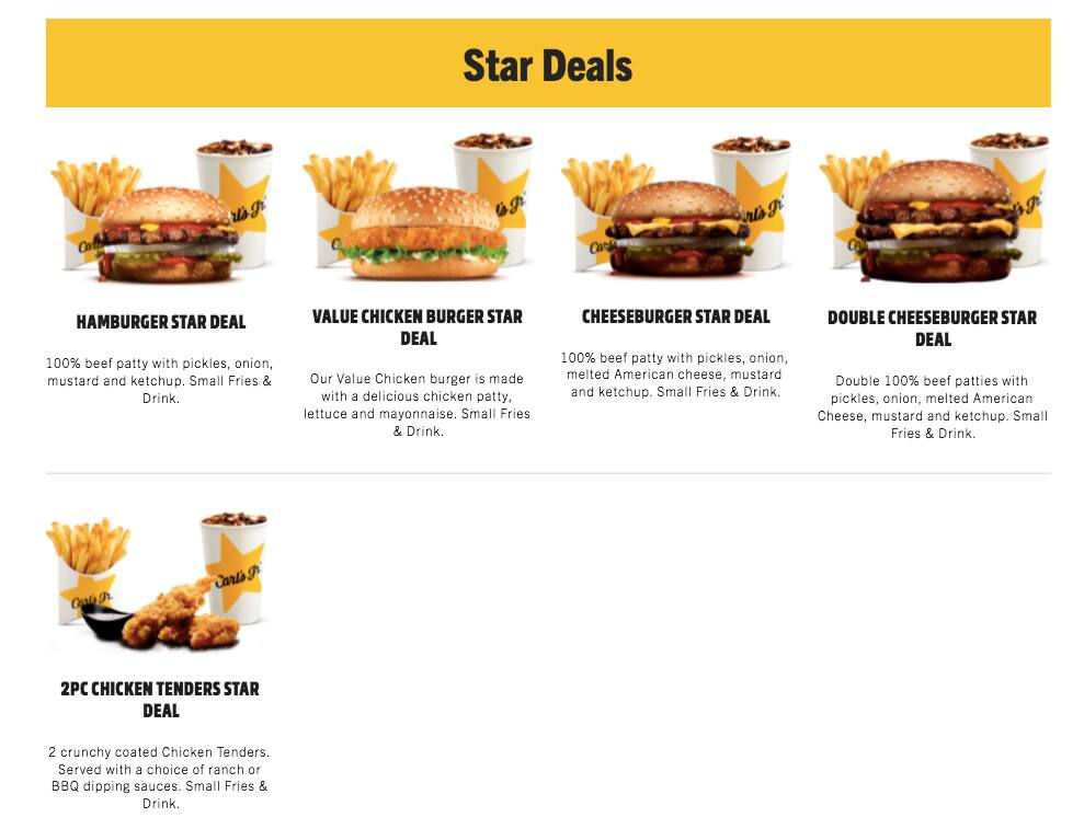 Menu at Carl's Jr. Queen Street restaurant, Auckland, Metro Centre 291 ...