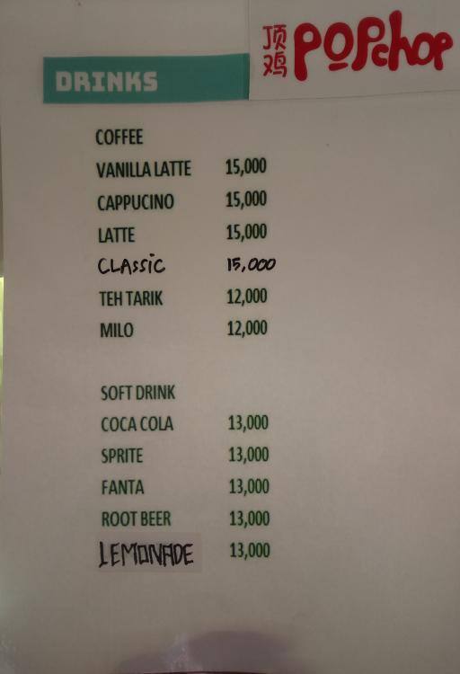 Pop Chop Chicken Menu, Menu for Pop Chop Chicken, Cijantung, Jakarta ...