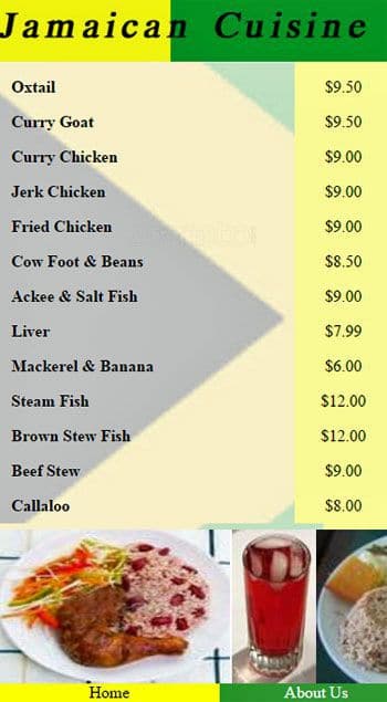 Menu at Brown Sugar Lounge pub & bar, Toronto, 103 Rexdale Blvd