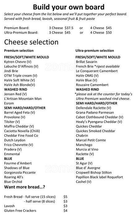 Menu at The Cheese Barrel, Millendon