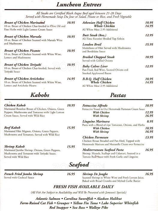 Menu at Jameson's Original Charhouse steakhouse, Arlington Heights, W ...