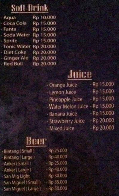 Carta de Poco Lounge Bar, Kaliasem