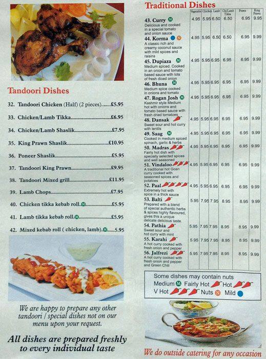 Menu at Indian Ocean restaurant, Purley, 86 Brighton Rd