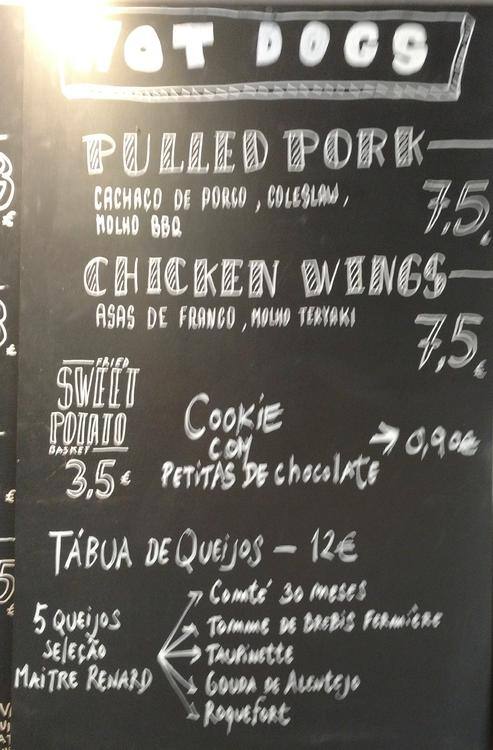 Menu at Taproom Oitava Colina pub & bar, Lisbon