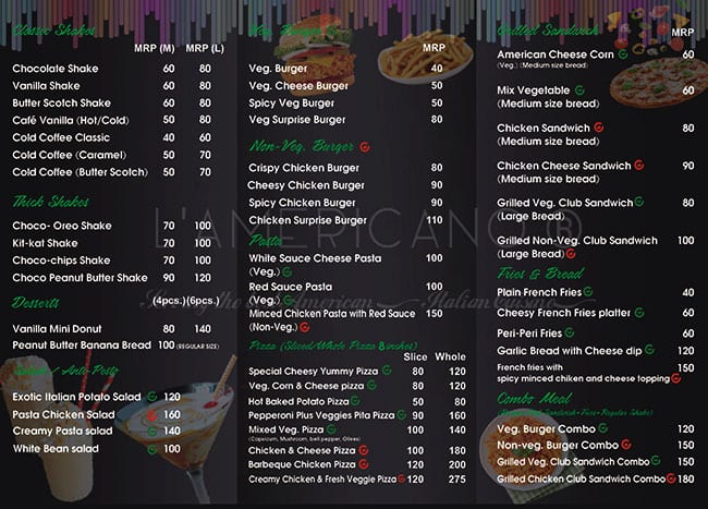 Menu of L Americano, Malviya Nagar, New Delhi