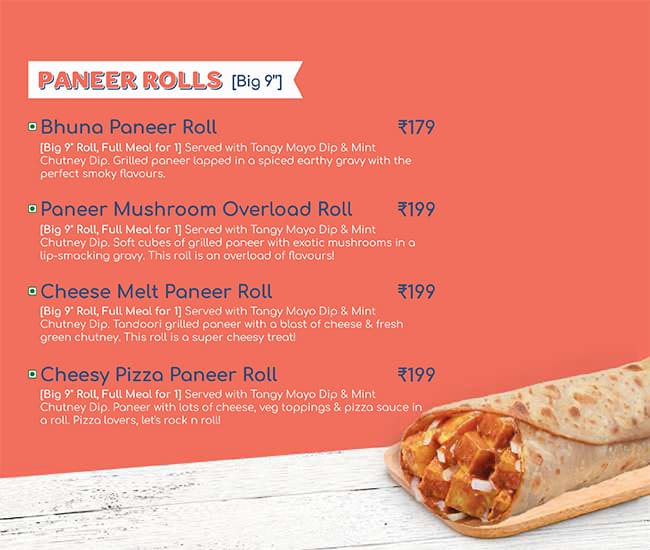Menu at Mealful Rolls - India's Biggest Rolls, Bengaluru, 509