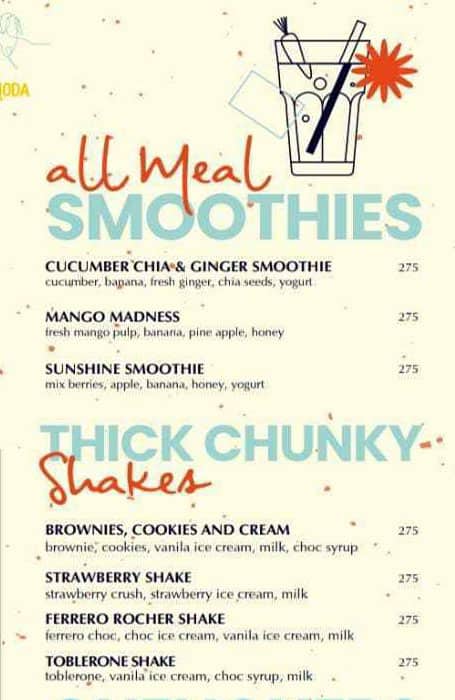 Menu at Kala Ghoda, Chandigarh