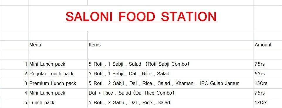 Menu of Saloni Food Station, Satellite, Ahmedabad
