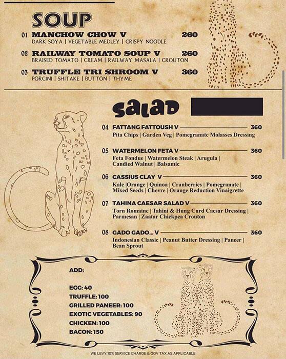 Menu of Dobaraa, Lower Parel, Mumbai