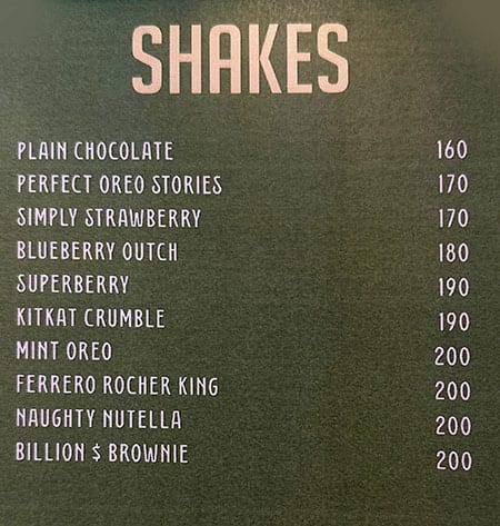 Menu of Cafe Meraki, Civil Lines, Allahabad