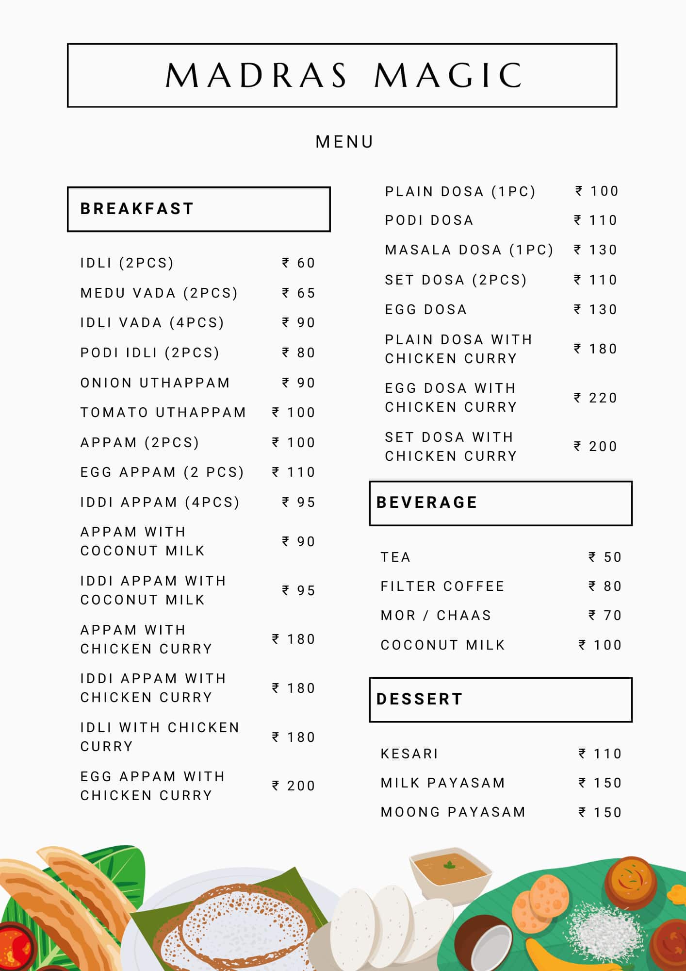 Menu of Madras Magic, Ulwe, Navi Mumbai