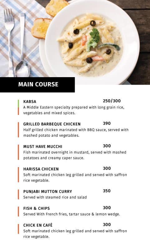 Menu at Cornucopia, Mysuru, 22nd Cross