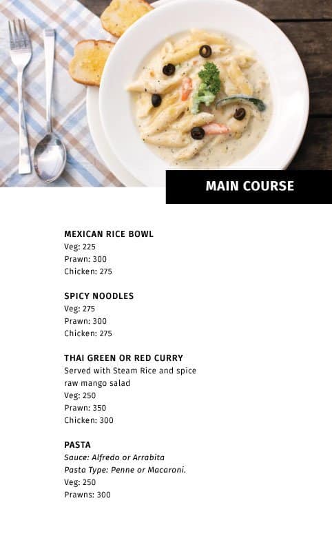 Menu at Cornucopia, Mysuru, 22nd Cross