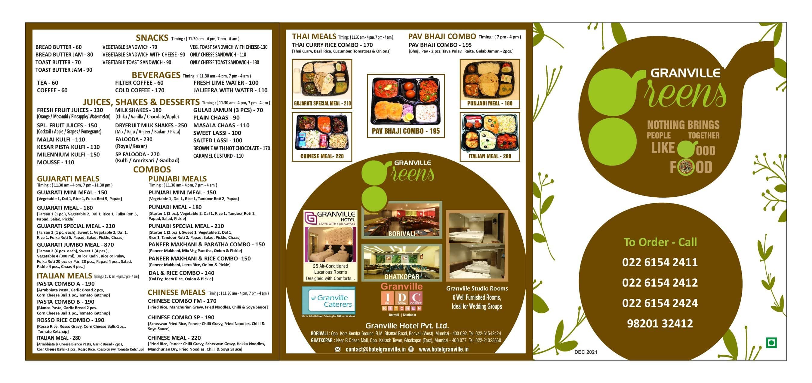 Menu of Granville Greens, Ghatkopar East, Mumbai