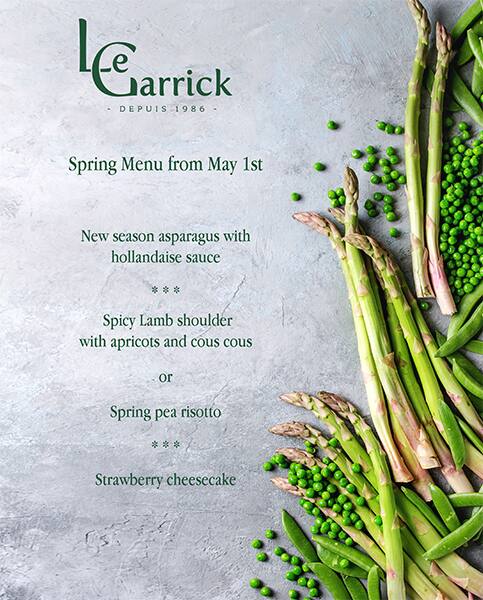 Menu at Le Garrick pub & bar, London, 10-12 Garrick St