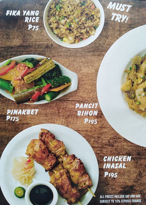 Menu at Fika Manila cafe, Quezon City