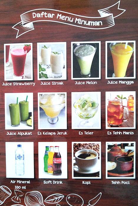 Menu at Dapur Betawi restaurant, Bekasi Regency, Jl Wibawa Mukti