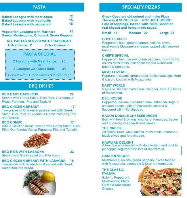 Menu at Greek Guys Couzina & Pizzeria (Catering, Take Out & Delivery ...