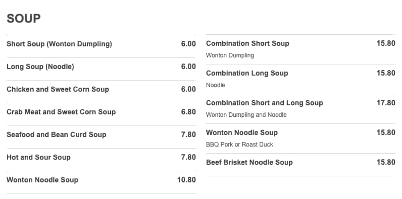 Menu at Hongfa Chinese BBQ Dee Why, Dee Why