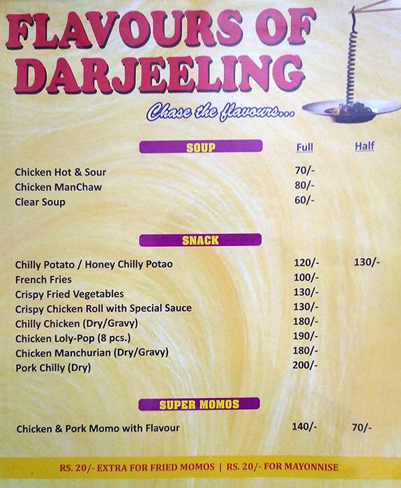 Menu at Flavours Of Darjeeling, New Delhi