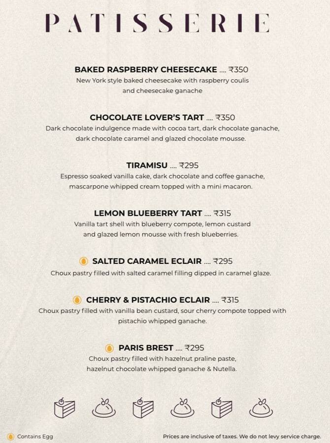 Menu of The Pastry Journal, Oshiwara, Andheri West, Mumbai