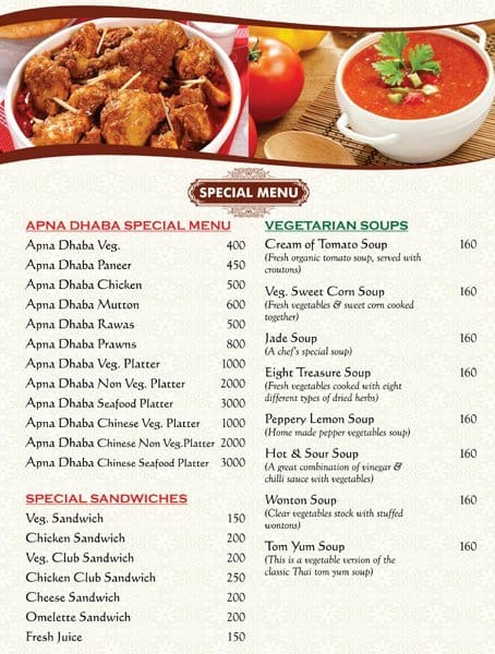Apna Dhaba Menu, Menu for Apna Dhaba, Chakala, Mumbai - Zomato