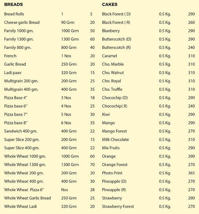 New Poona Bakery Menu, Menu for New Poona Bakery, Old Mumbai-Pune ...