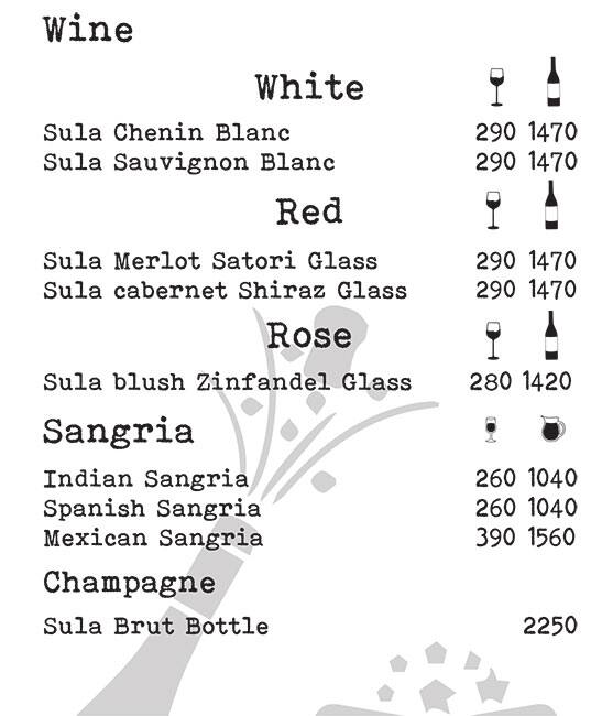 Menu at Filament Bar (Baner), Pune, Rajwada chowk
