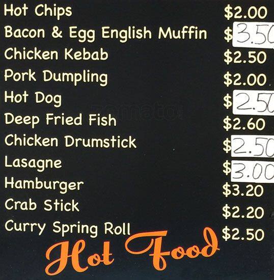 Menu at The Baker's House cafe, Tuakau