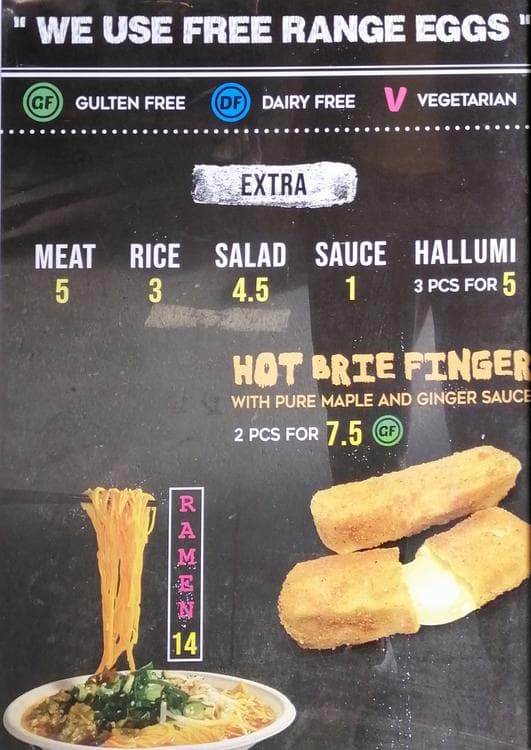 Menu at Miss Kangsta restaurant, Wellington