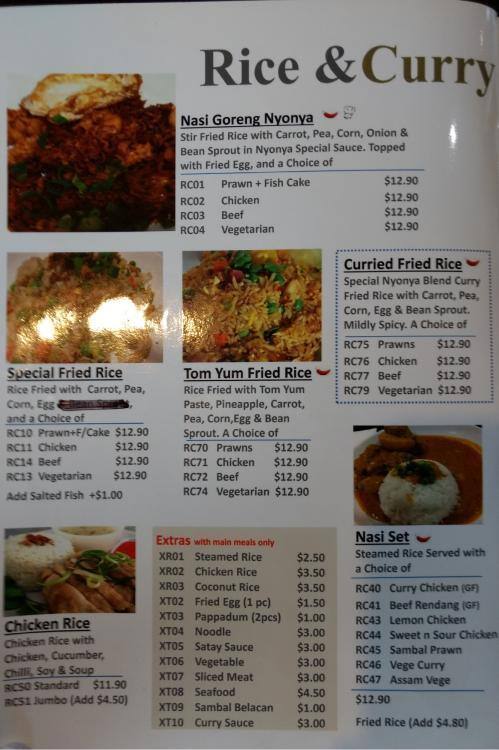 Menu at Nyonya House restaurant, Laverton, 1A Triholm Ave