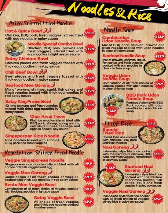 Menu at Bento Mee restaurant, Hocking