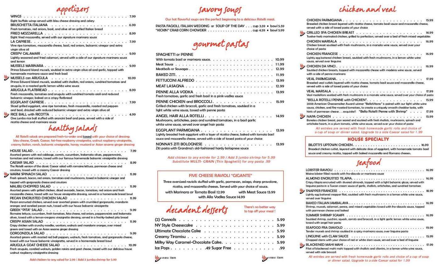 Rotelli Pizza & Pasta Menu - Urbanspoon/Zomato