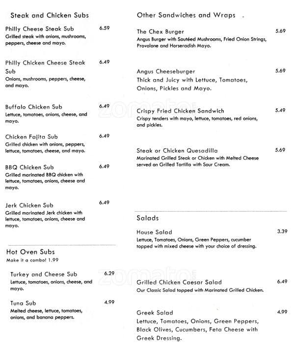 Menu at Chex Grill & Wings restaurant, Charlotte, Freedom Dr